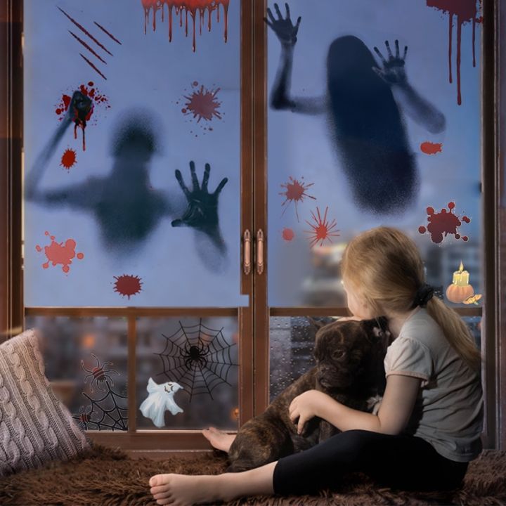 halloween items 1Set Halloween Decora Stickers Bloody Handprint Window ...