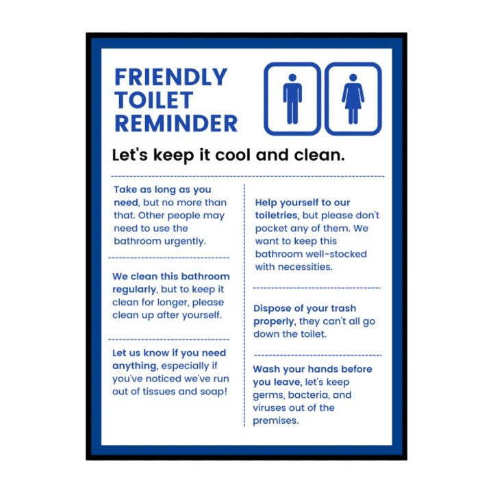FRIENDLY TOILET REMINDER - SIGNAGE BOARD - 15CM x 21CM | Daraz.lk