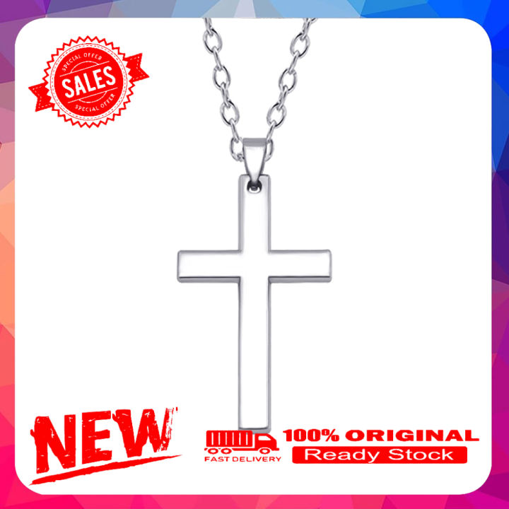 Fashion Men Simple Smooth Cross Pendant Chain Necklace Jewelry Birthday ...