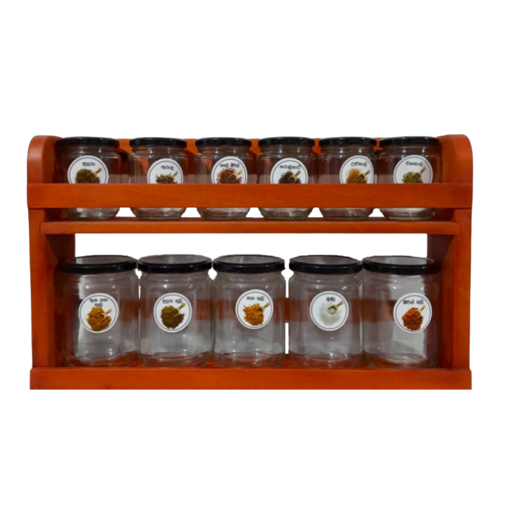 Rack / Wooden Spice Rack & Glass bottle / Spice Shelf / Wall Mount ...