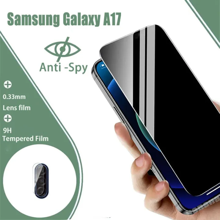 2in1 Privacy Tempered Glass For Samsung A17 Screen Protector Full Cover Camera Lens For Samsung ...