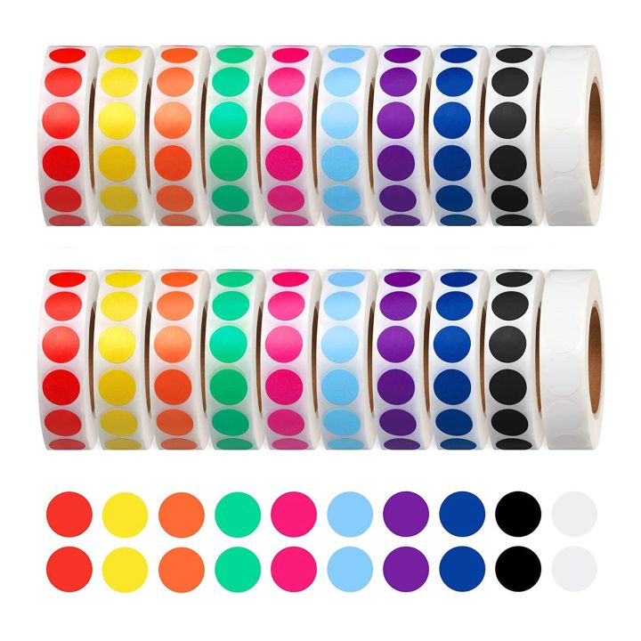 20000 Pieces 1/2 Inch Round Color Coded Dot Labels Roll Sticker for ...