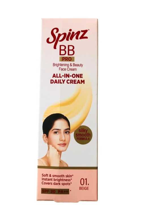 Spinz BB Pro Brightening & Beauty Face Cream with SPF 20 PA++ (Beige 01 ...