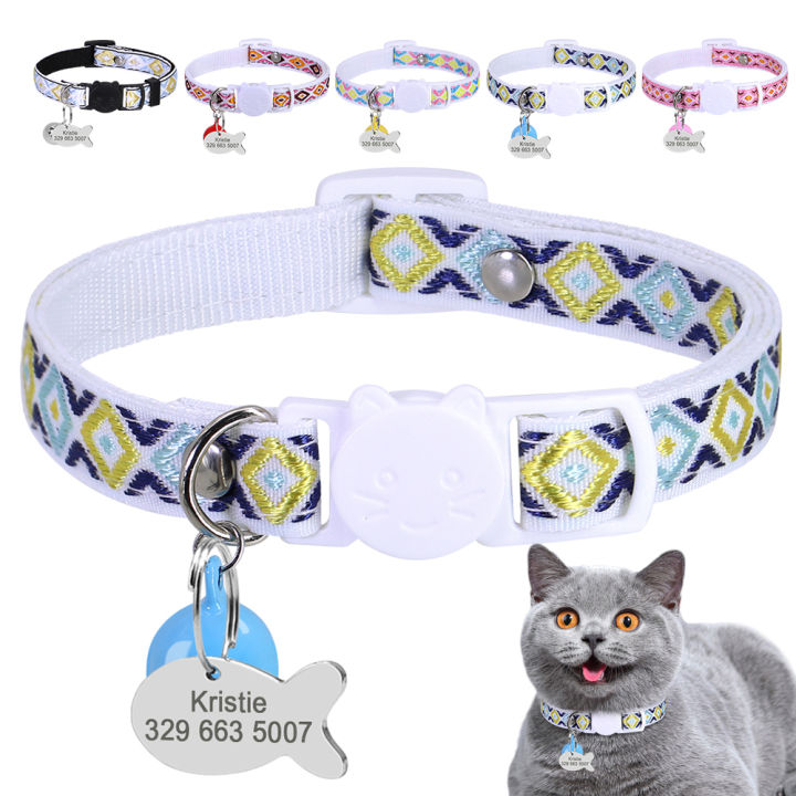 Personalized Cat Collar With Bell Anti-Lost Puppy Cat Collars Cute ...