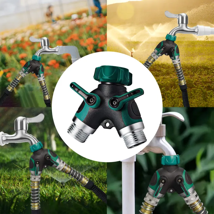 2 Way Garden Hose Splitters With 2 Extension SpR-ing Hose 3 Washers 3/4 ...