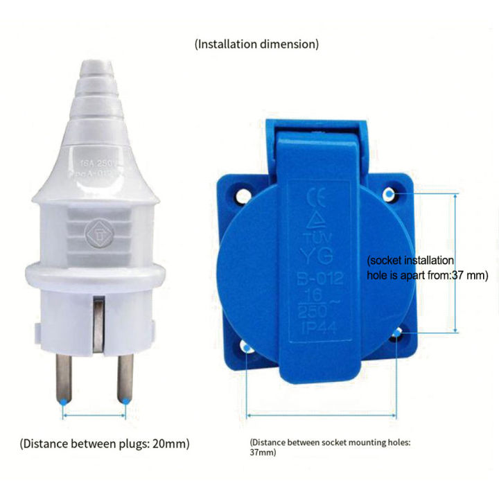 1PCS Industrial Waterproof Socket European Socket Copper European Plug ...