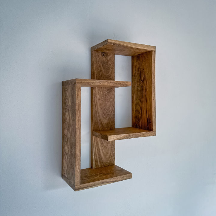 Wooden Shelf / Solid Wood Hanging Shelf/ Modern Wall Hanging Rack Nadun ...