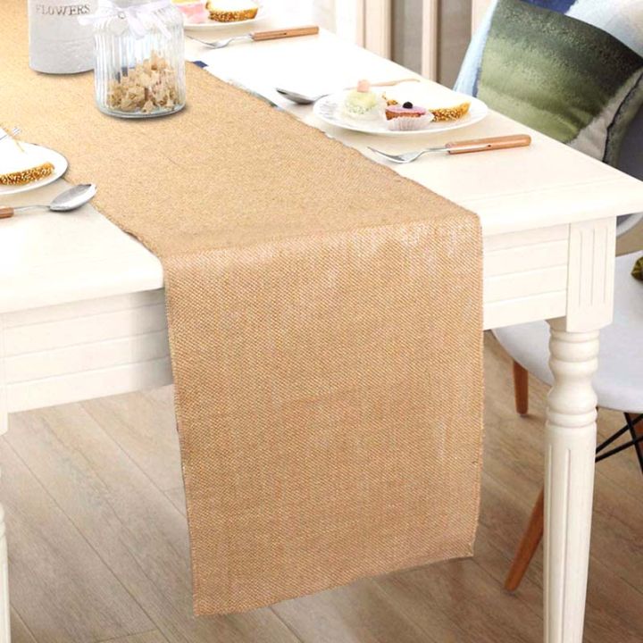 1pcs Burlap Table Runners Jute Table Runners Khaki Jute For Rustic ...