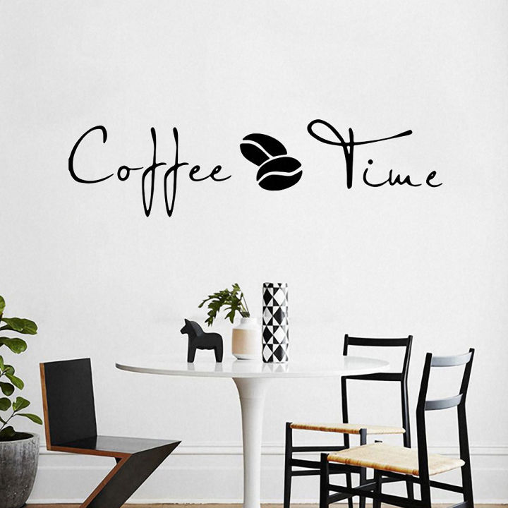 Coffee Time Letters Wall Sticker Cafe Art Wall Decal Self-adhesive Wall ...