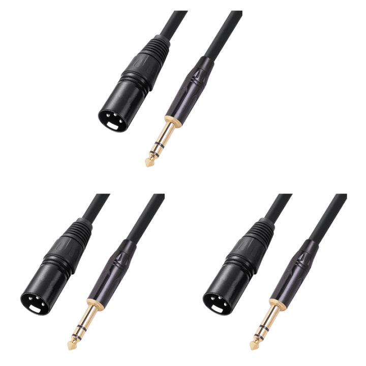 3pcs 6.35 mm 1/4 Inch Male to XLR Male Audio Stereo Mic Cable - Male to ...
