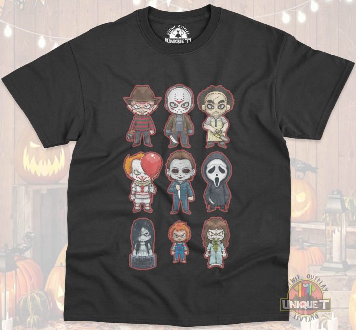 Halloween Movie T-Shirt Pennywise Chucky Freddy Krueger Michael Myers ...