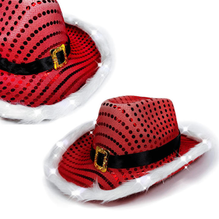 Festive Western Cowboy Hat Eye-Catching Santa Claus Top Hat Twinkling ...