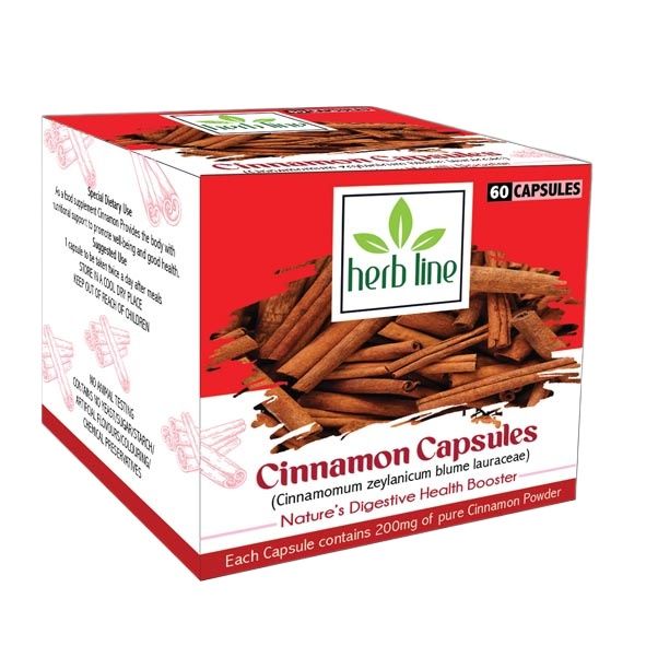 Herb Line Cinnamon Capsules 60 CAPSULES ( Cinnamomum zeylanicum blume ...