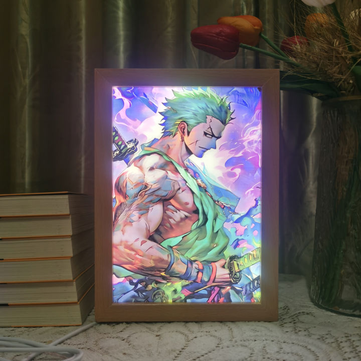 Hot Led Photo Frame Anime Lamp Roronoa Zoro Genshin Impact Art Painting ...