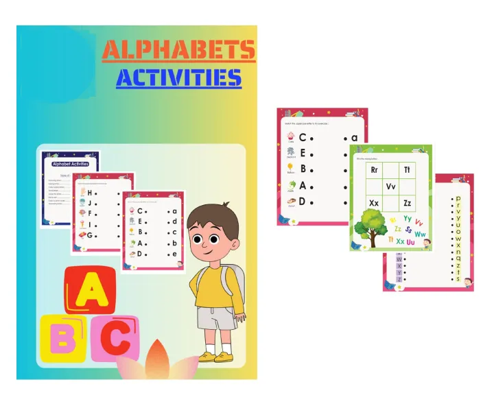 43 Pages Alphabets Activities Book for kids Writing Tracing Coloring ...