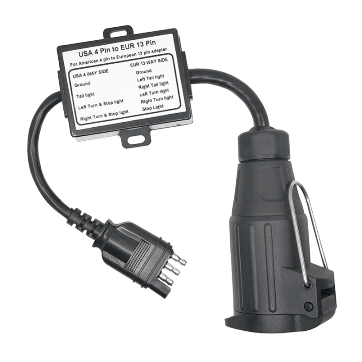 US to EU Trailer Light Converter for US Cars 4-Pin Flat Plug Socket to ...