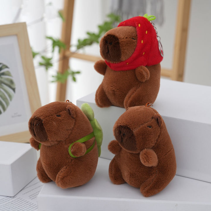 Cute Plush Capybara Keychain Cartoon Animals Toy Kawaii Stuffed Soft ...