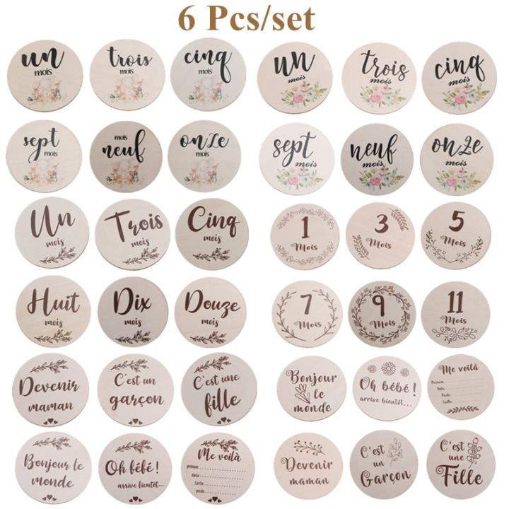 Pcs French Letters Baby Milestone Cards Double-sided Monthly Growth ...
