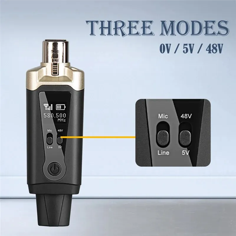 Wireless Microphone System XLR Mic Converter Adapter UHF Automatic ...
