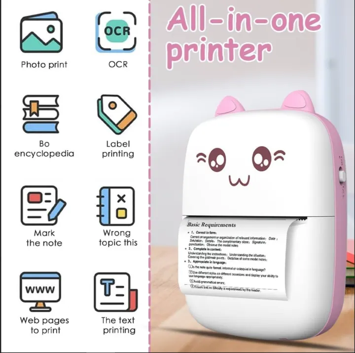 Portable Thermal Printer MINI Wirelessly Photo Label Memo Wrong ...