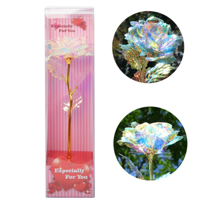 LED 24k Foil Plated Rose Starry sky luminous rose Flower Shock Light ...