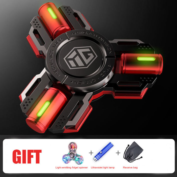 Glow in The Dark Hand Spinner Mechanical Style Titanium Alloy Fidget ...
