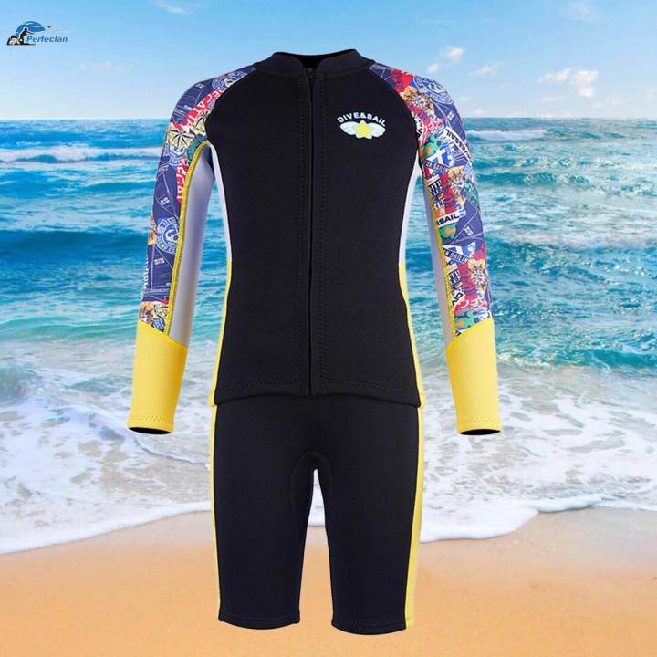 Split Wetsuit Kids Wet Suit Swimming Costume Keep Warm Protective ...