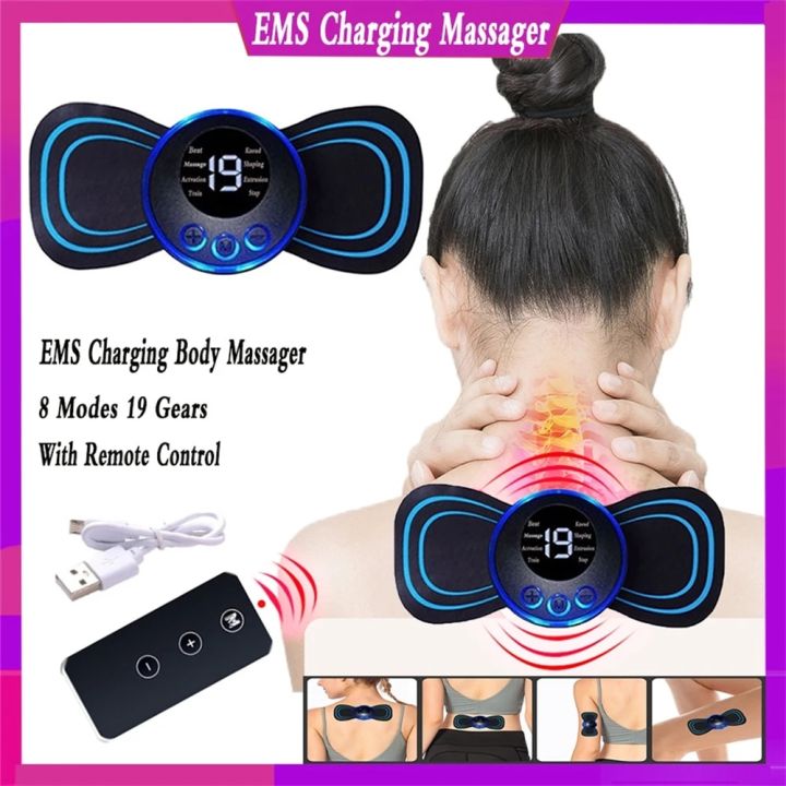 Remote Control EMS Massager, USB Rechargeable Neck Massage Patch ...