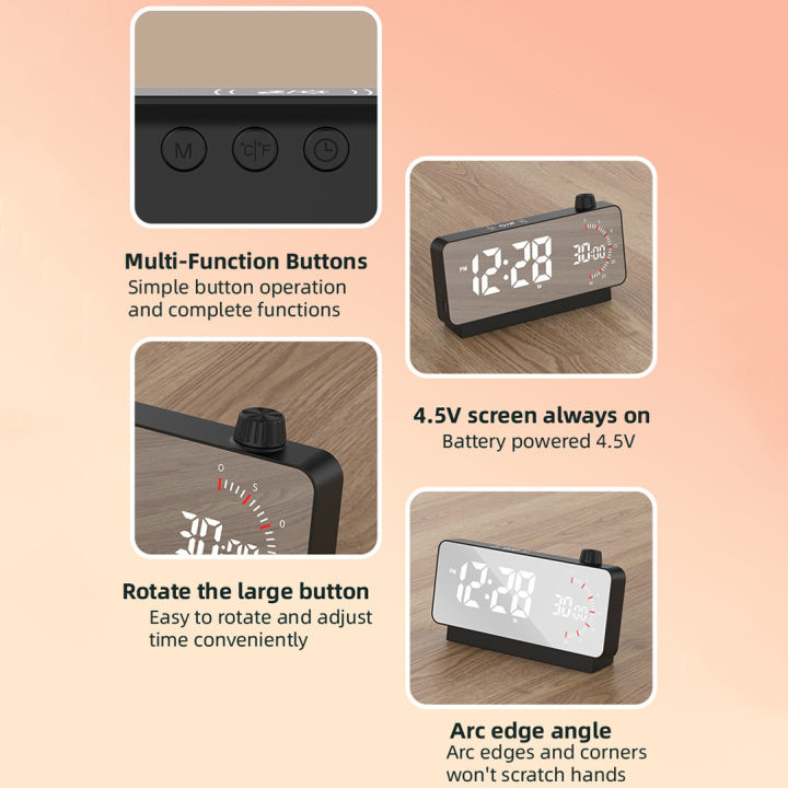 Kidlove 6.3"LED Digital Alarm Clock, Rechargeable Battery Operated ...