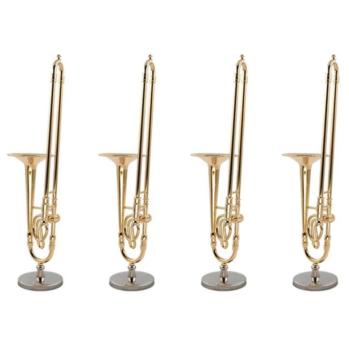 JDXHLAU 4 Pcs 12cm Miniature Pure Copper Trombone Model with Support ...