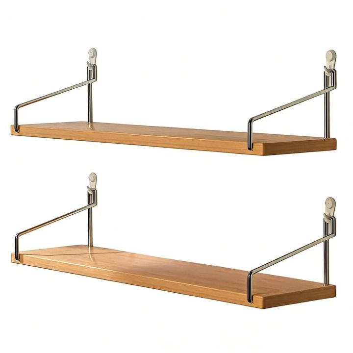 Floating Furniture Wooden Material Wall Shelf No-Punch Design Wall ...