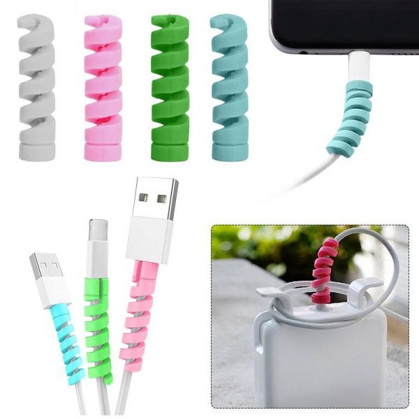 5 pcs Spiral Cable Protector Universal Silicone Data Cable Wire Winder ...