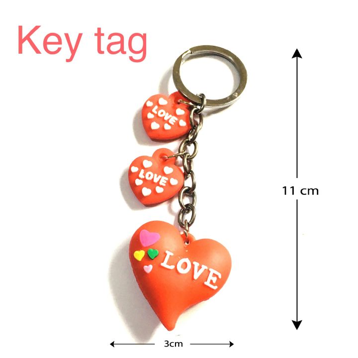Love 3 Heart Key Tag Rubber Design key tag with Ring | Daraz.lk