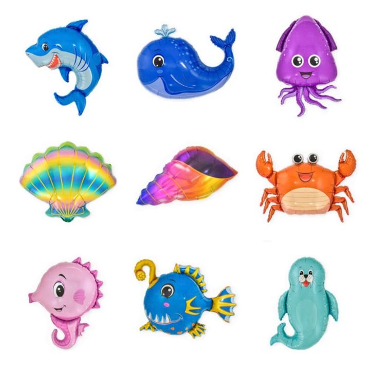 Sea Theme Party Balloons Lantern Fish/Sea Snail/Seahorse Ocean Animal ...