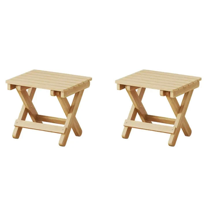 2X Small Folding Stool Portable Wooden Stool Chair Lightweights Fold-Up ...