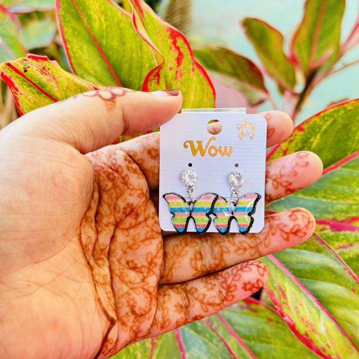 New fashion fancy small butterfly earring with rainbow color beautiful ...