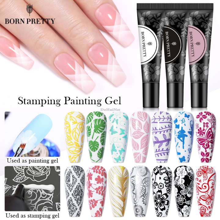 DeHuiNet BORN PRETTY 1 Bottle 8ml Stamping Gel Polish Black White ...