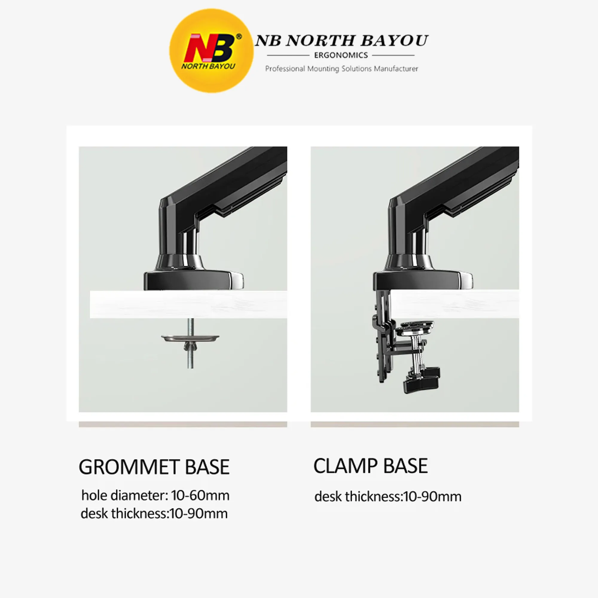 NB F160 Dual Monitor Arm Gas Spring 360 Degree Desktop 17"-30 ...