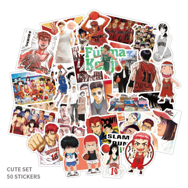 50pcs Slam Dunk Comic Style Anime Funny Sticker for Scrapbook Notebook ...