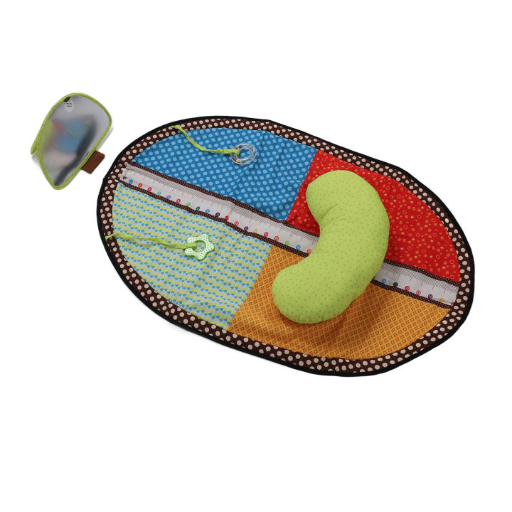 Baby Tummy Time Mirror Play Mat with Height Scale Collapsible ...