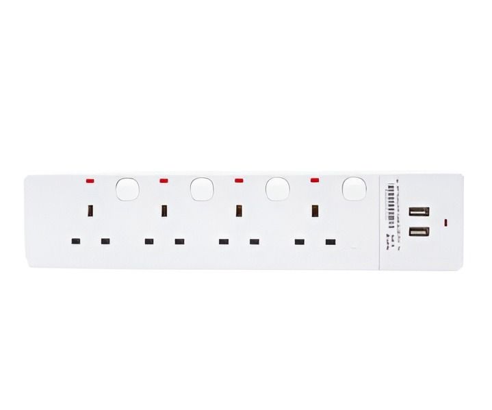 Trailing Socket 13Amp 4 Way 7M with USB Extension Wire cord kevilton 5 ...