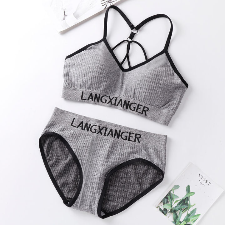 Women Student Letters Printed Spaghetti Straps Bra Removable Padded ...