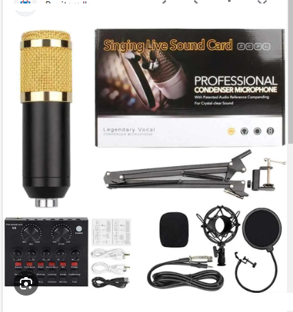 BM800 Professional Mic Condenser Microphone V8 Sound Card Set for Webcast Live Stream | Daraz.lk