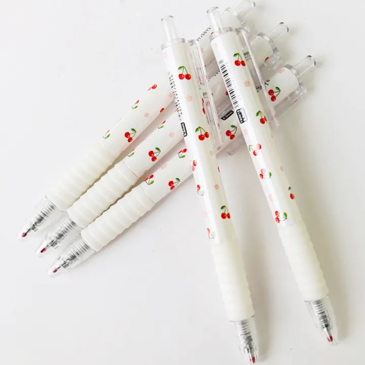 5 pcs/lot Cute Fruit Red Cherry Press Gel Pen Rollerball Pen 0.5mm ...