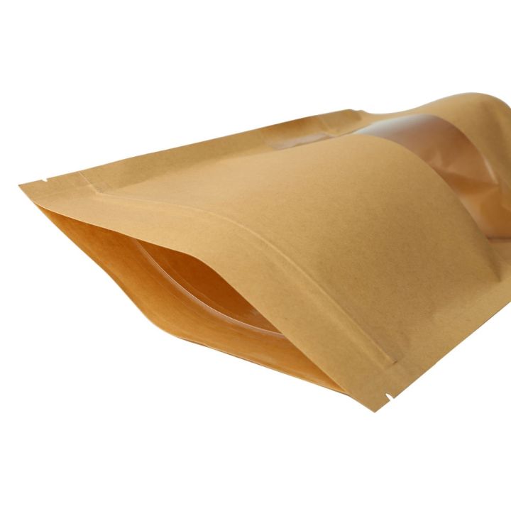 HOT zip lock bags High Quality 10Pcs/lot Kraft Paper Bag Window Zip ...
