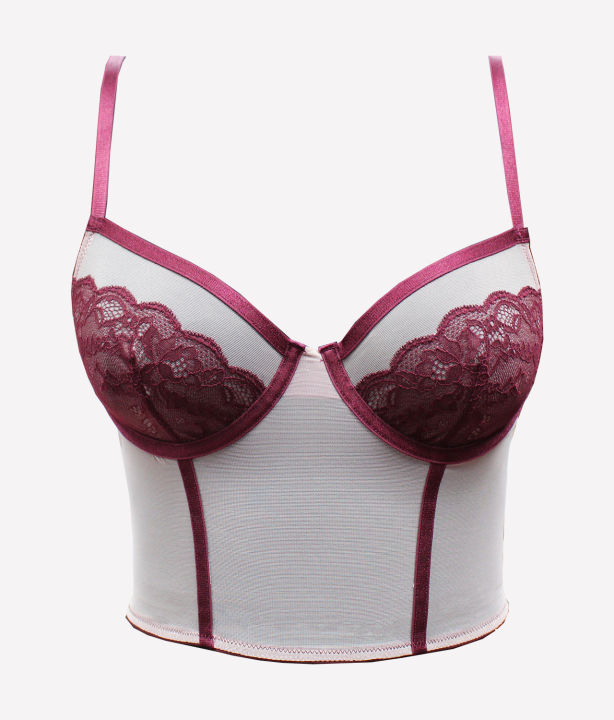 Tofo Long Line Bralette In Burgundy Daraz Lk
