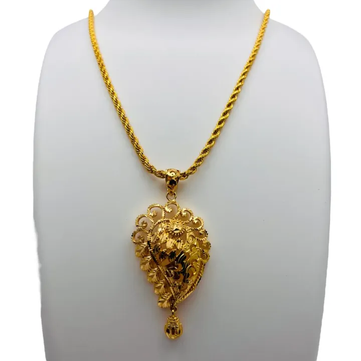 Gold Plated chain and pendan Traditional Bridal Sawadi Heart Type ...