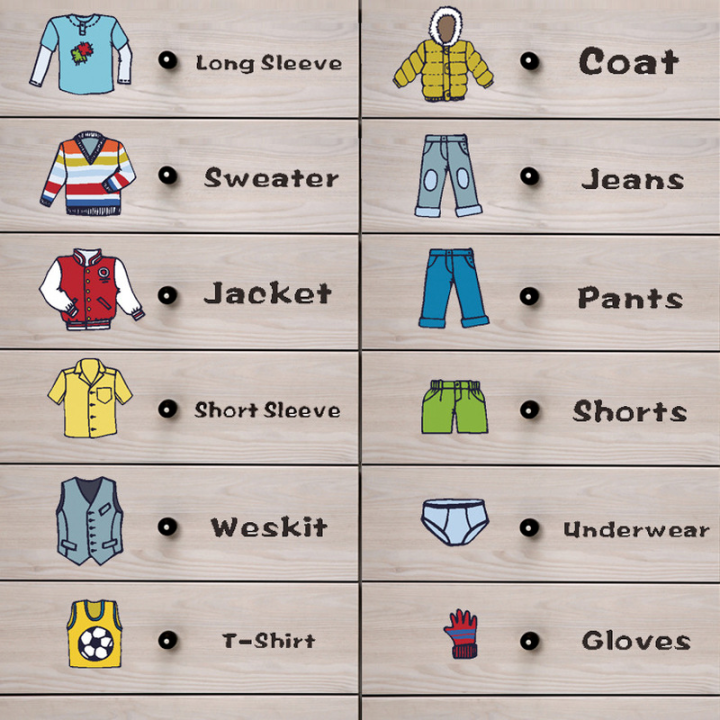 Removable Wardrobe Clothes Classification Label Stickers Bedroom Living ...
