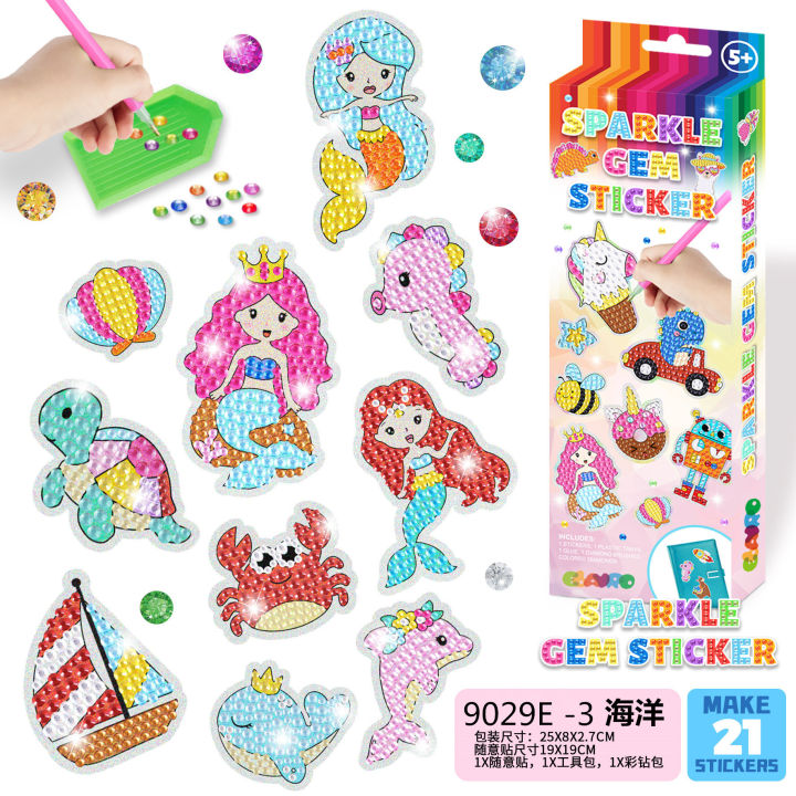 Children diy Handmade Diamond Stickers Creative Sticker Gem Animal ...