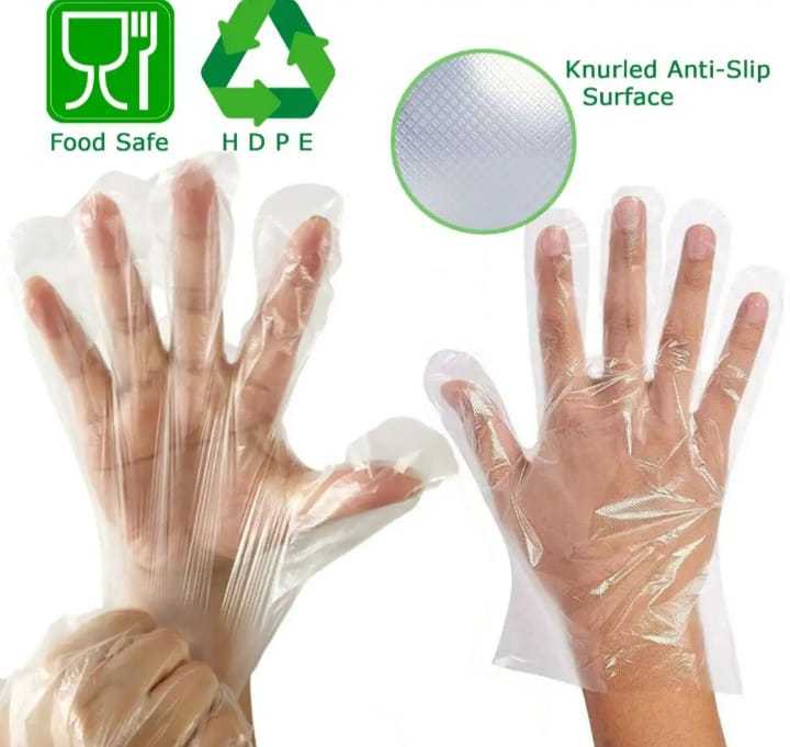 100-Piece Polythene Disposable Gloves: Best for Restaurant, Kitchen ...